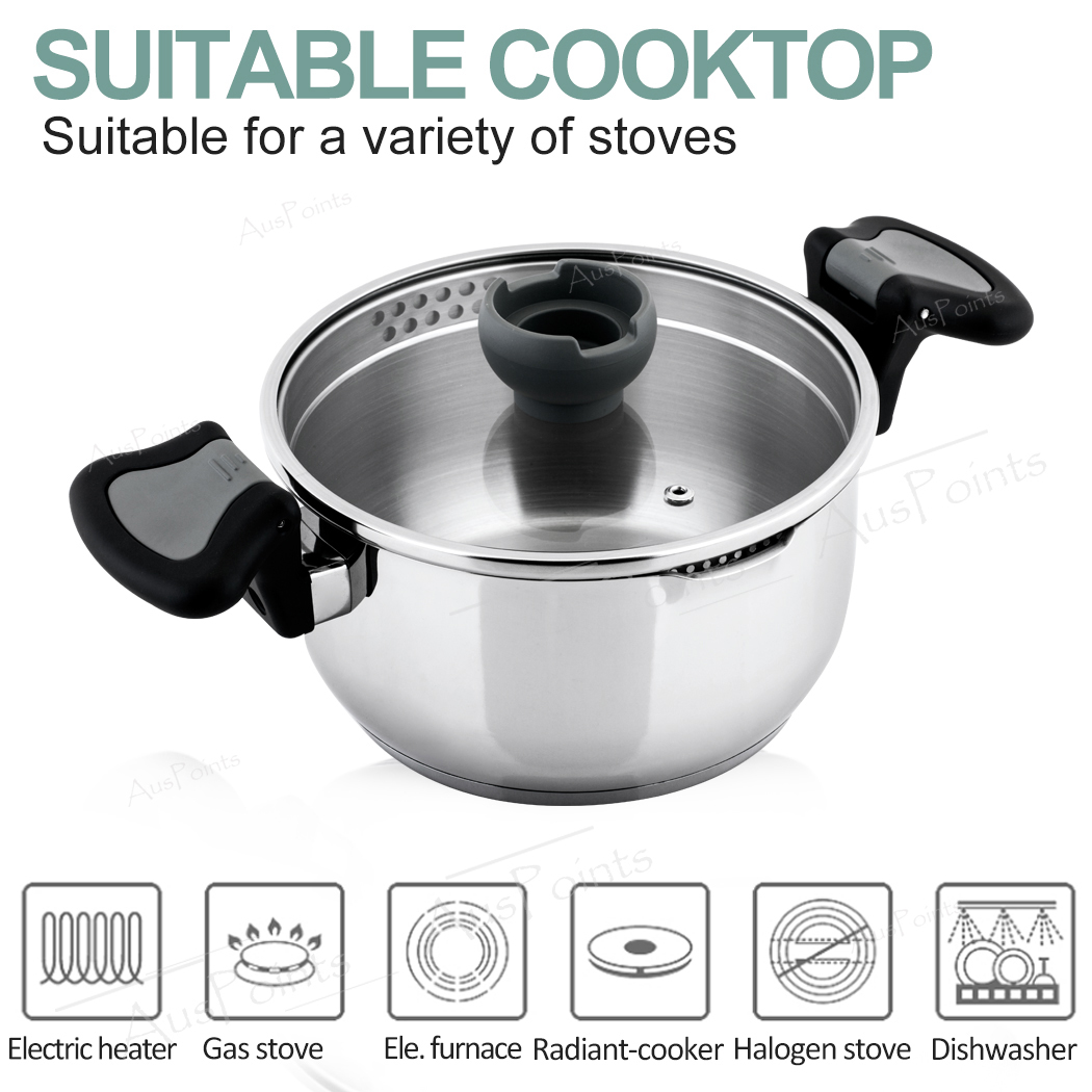 Aron Non-Stick Casserole insulated soucepan w/ lid Induction Stock Pot ...